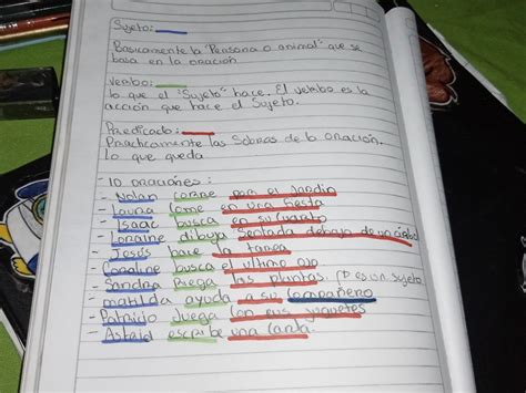 Escribe 10 Oraciones E Identifica El Sujeto Sustantivo Predicado Y El