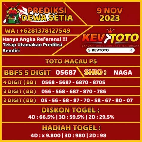 Prediksi Togel D Online Toto Macau P Kamis November Prediksi