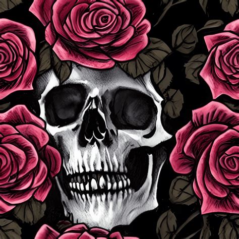 Gothic Skulls In Watercolor Roses Creative Fabrica