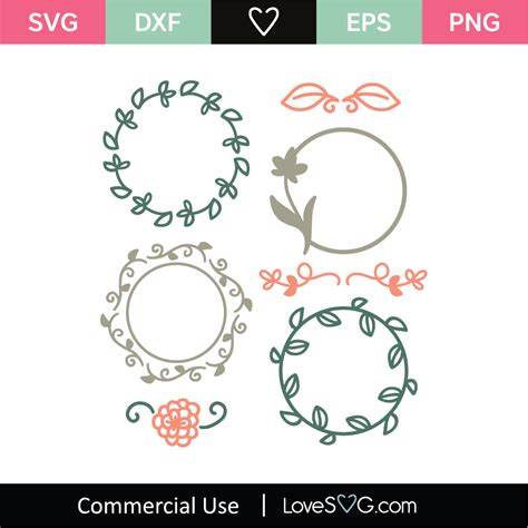 Floral Monogram Frames SVG Cut File Lovesvg