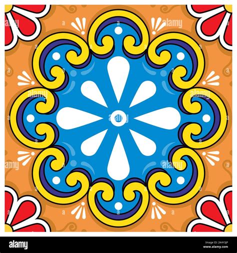 Mexican Talavera Style Decorative Vector Seamless Pattern With Single Tile Design Stock Vector