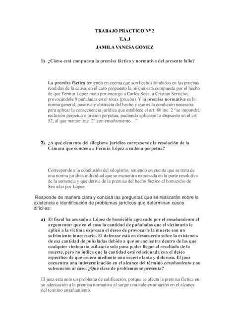 TP 2 TAJ Es TAJ Aprobado Con 100 TRABAJO PRACTICO N 2 T A JAMILA