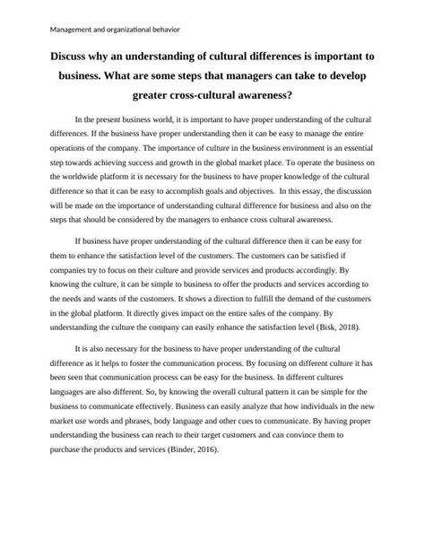 Importance Of Understanding Cultural Differences In Business