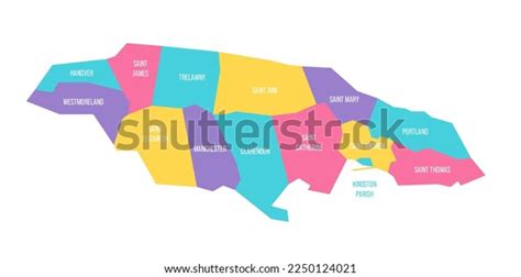 Jamaica Political Map Administrative Divisions Parishes Stock Vector