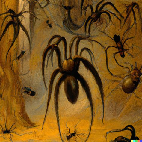 Буянзул DALLE 2 A surreal painting of a nightmare full of spiders