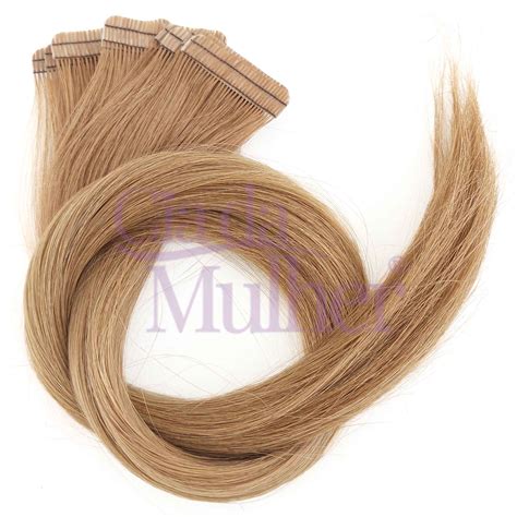 Mega Hair Fita Adesiva Cabelo Humano Premium Loiro Médio 10 peças