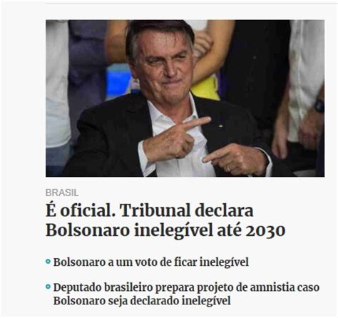 Imprensa internacional destaca decisão que tornou Bolsonaro inelegível