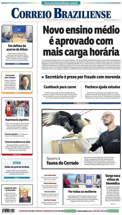 Capa Correio Braziliense Edi O Quarta De Julho De
