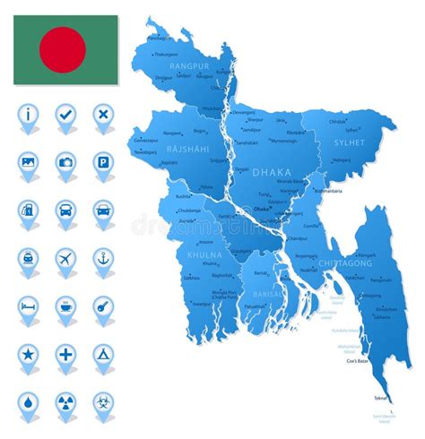 Bangladesh Map With Administrative Divisions Stock Vector