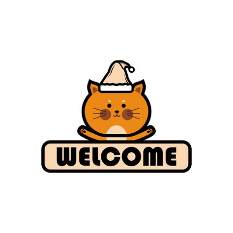Lindo Gatito Sostiene Un Cartel De Bienvenida Vector De Gato De