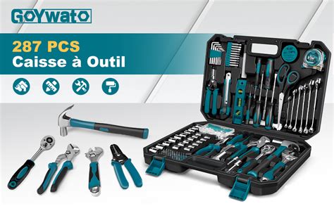 Goywato Caisse A Outil Complete Pcs Boite A Outils Mallette