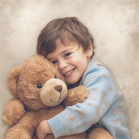 Premium AI Image A Boy Holding A Teddy Bear With The Word Quot On It Quot