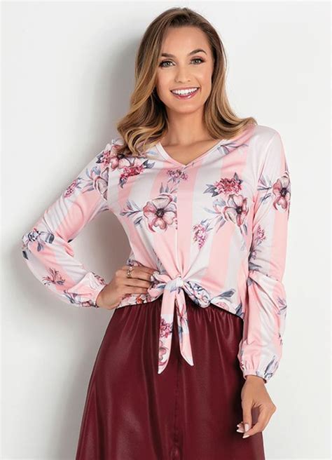 Blusa Listras Rosa Amarra O Moda Evang Lica Queima De Estoque