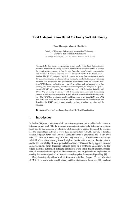 pdf text categorization based on fuzzy soft set theory