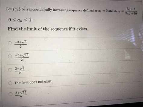 solved let {a be a monotonically increasing sequence