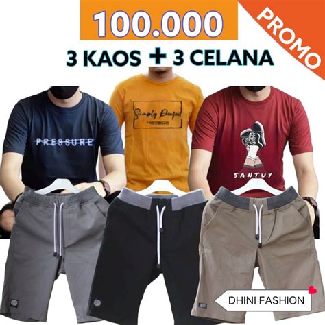 Jual PAKET HEMAT SETELAN 100RB DAPAT 3 KAOS 3 CELANA Shopee Indonesia