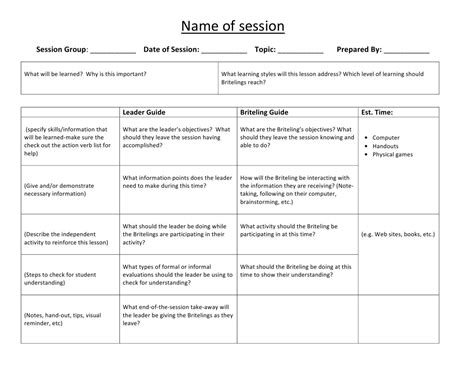 Planning Session Template