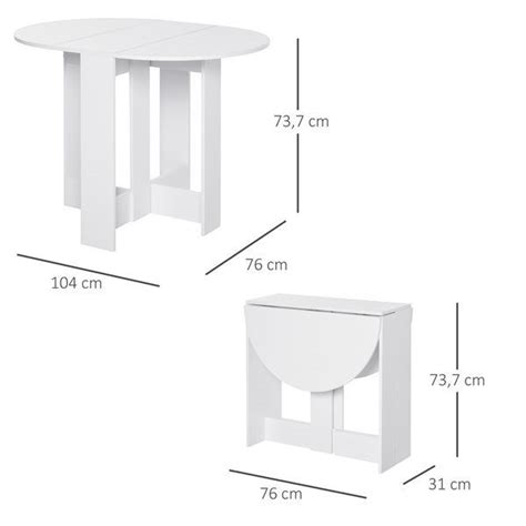 Mesa Redonda De Comedor Homcom Plegable Alas Abatibles Blanco