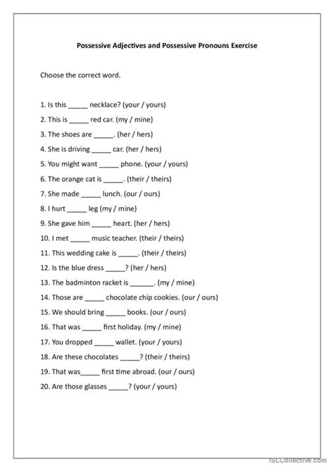 Possessive Adjectives And Possessive English ESL Worksheets Pdf Doc
