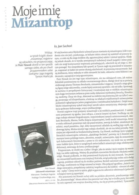 Moje Imi Mizantrop Ks Jan Socho
