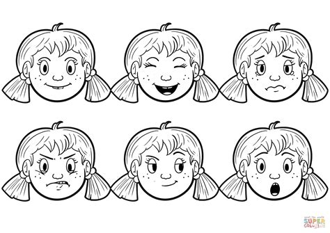 Girl S Emotion Mood Face Chart Coloring Page Free Printable Coloring