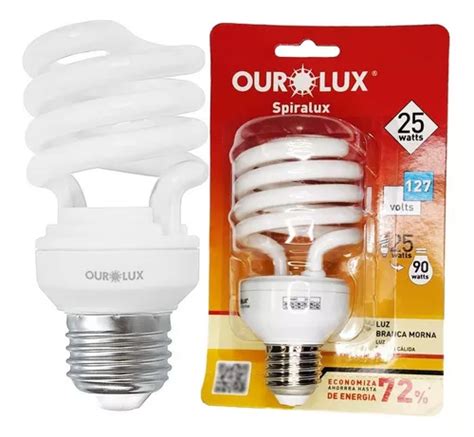 Lâmpada Compacta Espiral 25w 127v E27 Branco Quente 10 Peças