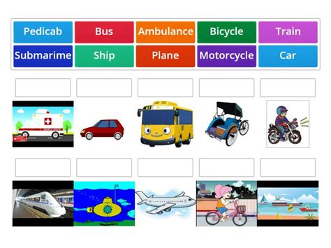 Menyocokkan Kata Dengan Gambar Nama Nama Alat Transportasi Dalam