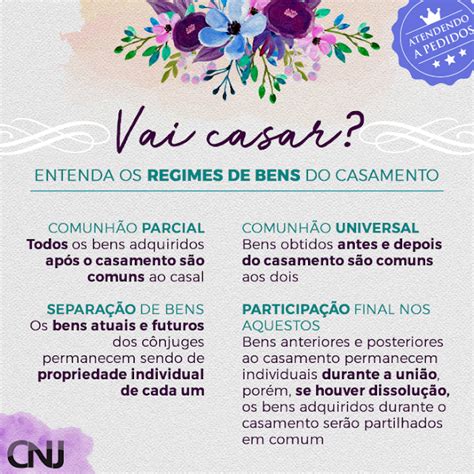 Conhecimento além da sala de aula CNJ Vai casar Entenda os regimes