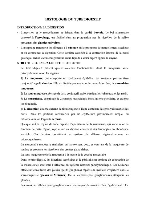 SOLUTION Histologie Du Tube Digestif Studypool