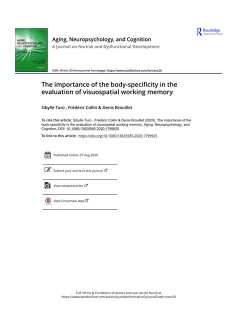 pdf the importance of the body specificity in the evaluation of visuospatial working memory