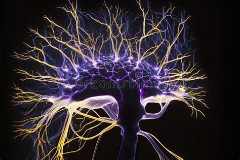Close Up Of Human Brain Showing Neurons Firing And Neural Extensions