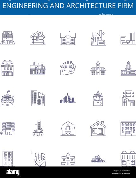 Engineering And Architecture Firm Line Icons Signs Set Design