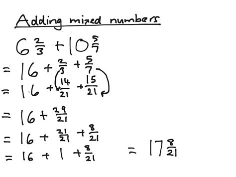 adding mixed numbers math fractions adding and subtracting fractions showme