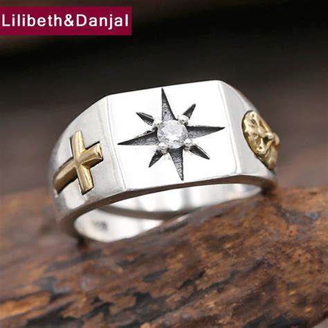Anillo Vintage de plata de ley 100 auténtica para hombres joyería de