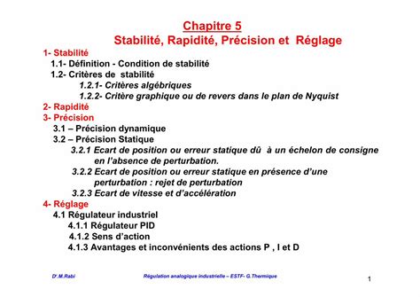 Pdf Chapitre Stabilit Rapidit Pr Cision Et R Pdf Filedr M