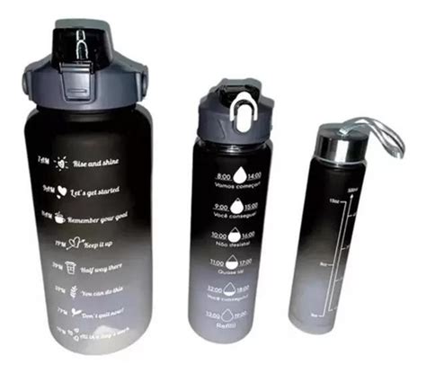 Kit 3 Garrafa De Água Squeeze Galão 2l Litros Motivacional Academia
