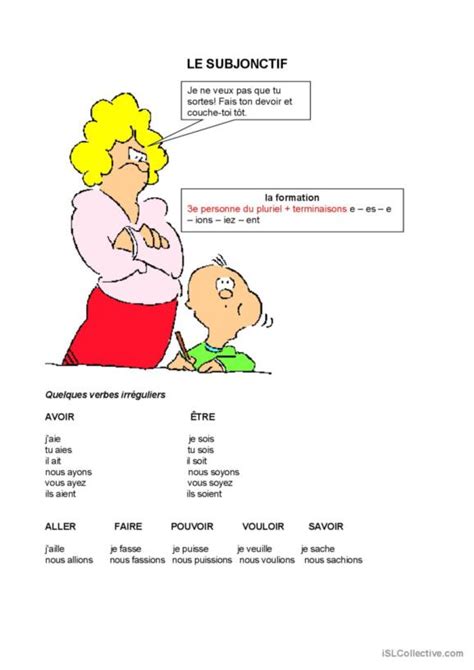 56 Subjonctif Français FLE fiches pedagogiques pdf doc
