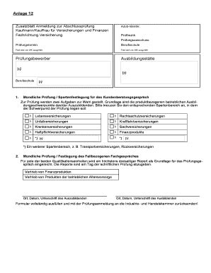 Ausfüllbar Online ihk schleswig holstein Anlage 12 zur Anmeldung