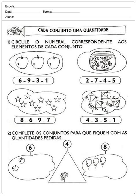 10 Atividades de Matemática 1º ano Para Imprimir SÓ ESCOLA