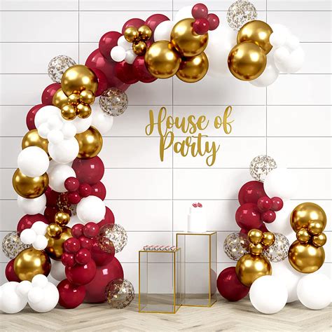 House Of Party Christmas Balloon Arch Kit Red And White With Gold