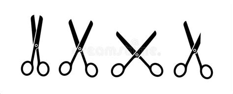 Tesoura Linhas Recortadas Ilustração Vetorial Ícone De Corte De