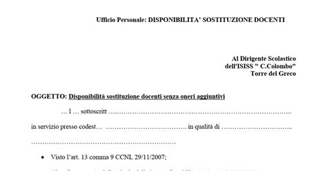 DISPONIBILITA SOSTITUZIONE DOCENTI 1 2 Docx Google Docs
