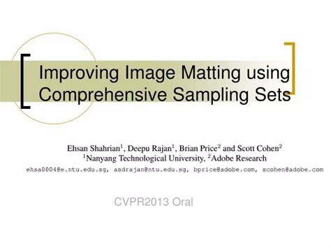 ppt improving image matting using comprehensive sampling sets powerpoint presentation id 6833233