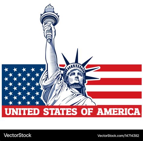 Independence Day Statue Of Liberty Usa Flag Vector Image