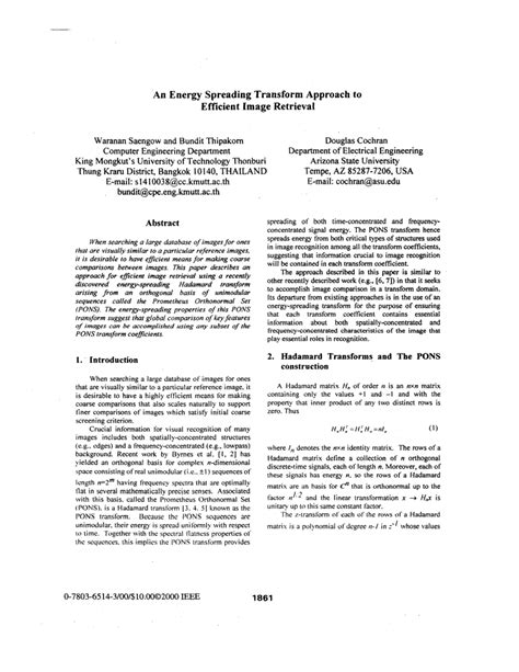 pdf an energy spreading transform approach to efficient image retrieval