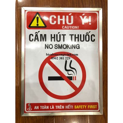 Biển báo khu vực hút thuốc cấm hút thuốc kích thước 30 x 40cm khung