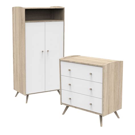 Commode et armoire Sauthon Access Blanc et bois Packs bébé Commode