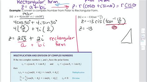 writing complex numbers in rectangular form youtube