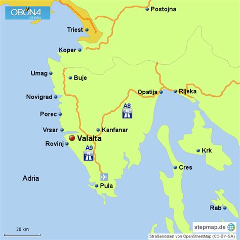 FKK Urlaub Valalta von OBOENA Landkarte für Kroatien