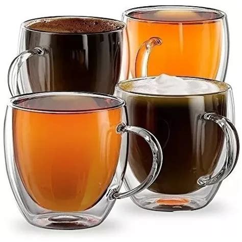 Tazas De Vidrio Doble Pared C Asa T Caf Ml Cuotas Sin Inter S